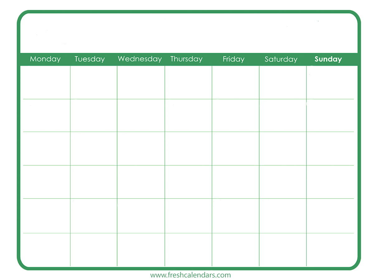 Blank Calendar Template Free Printable